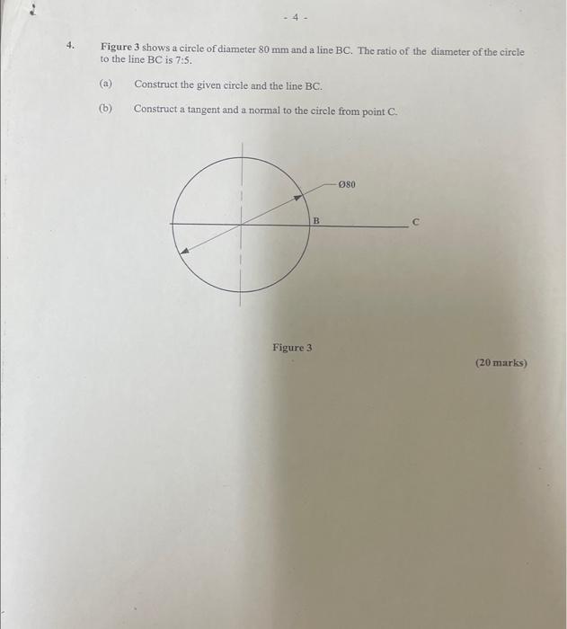Solved Figure 3 shows a circle of diameter 80 mm and a line | Chegg.com