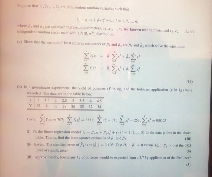 Solved Suppose That Y Y Yare Independent Random 