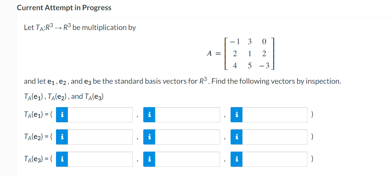 Solved Current Attempt in ProgressLet TA:R3→R3 ﻿be | Chegg.com