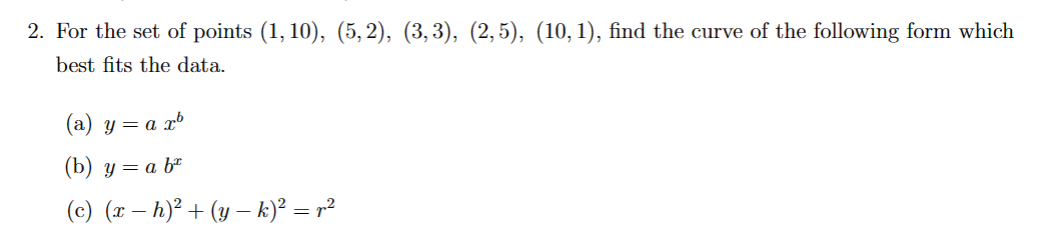 Solved For the set of points | Chegg.com