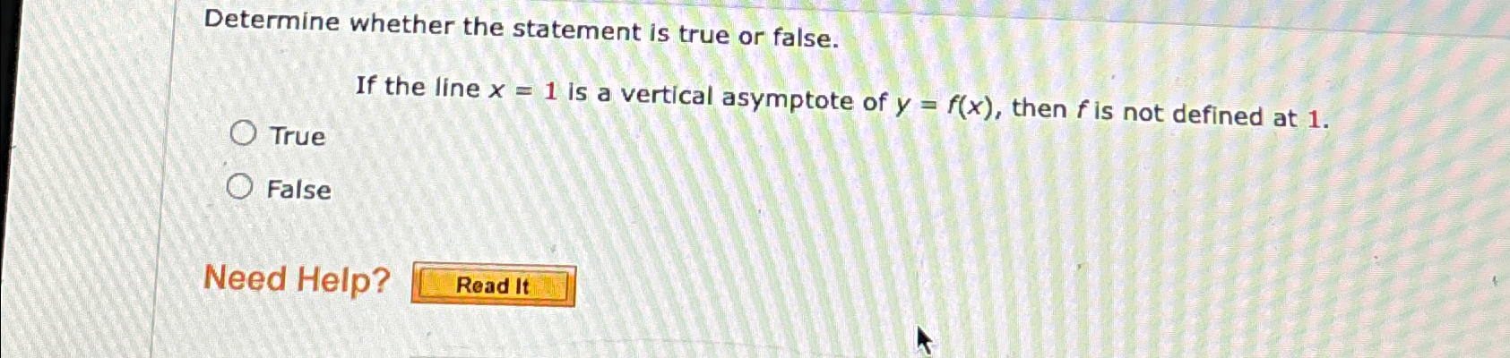 Solved Determine whether the statement is true or false.If | Chegg.com