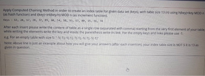 Apply Computed Chaining Method in order to create an | Chegg.com