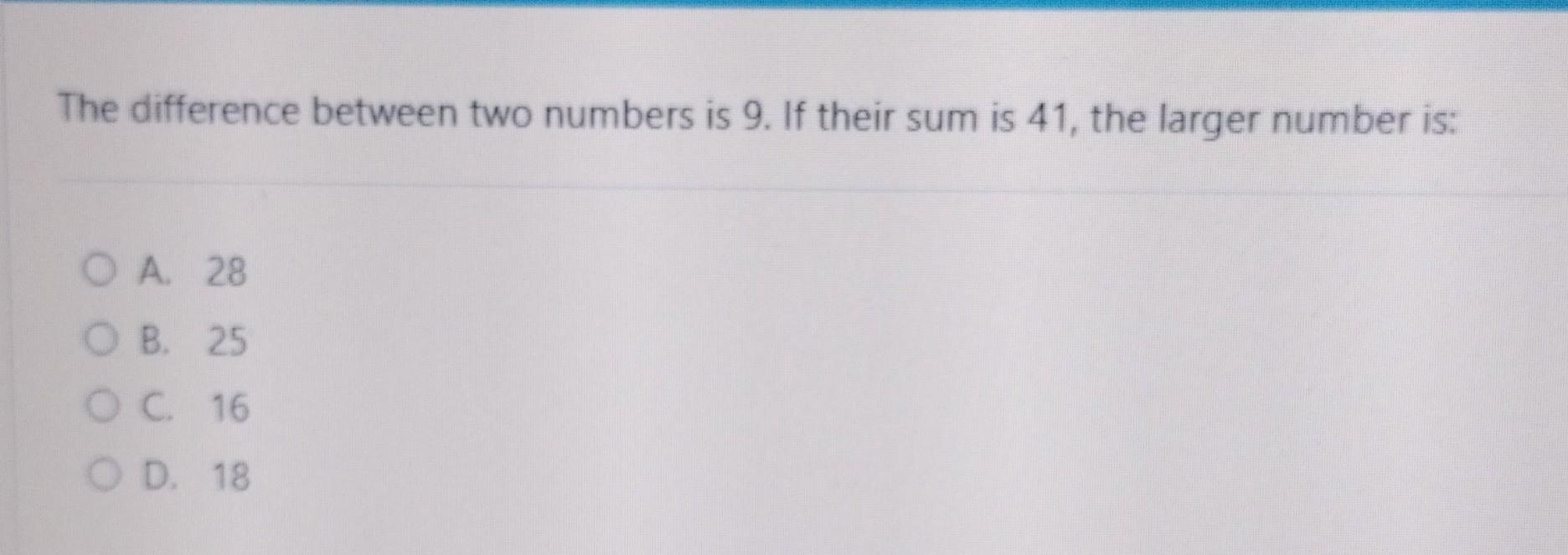 Solved The difference between two numbers is 9 . If their | Chegg.com