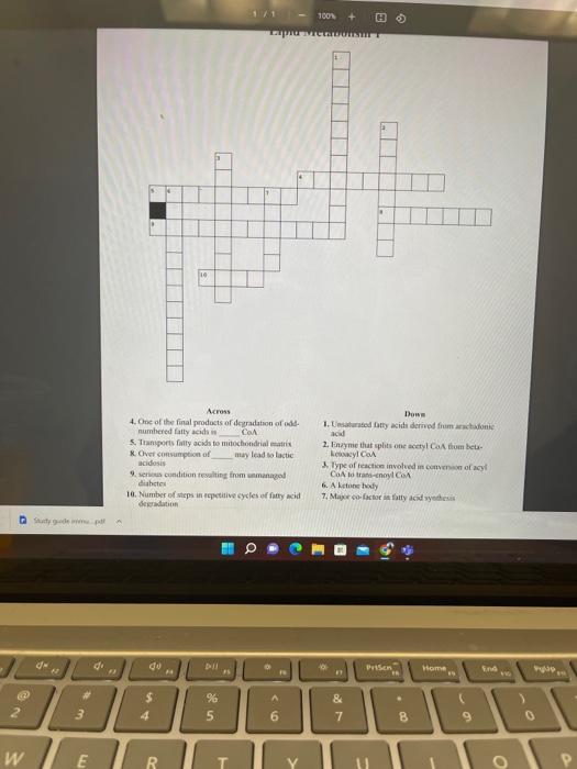 Across 4. One of the final prodocts of degradation of | Chegg.com
