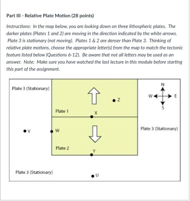 Solved Part III - Relative Plate Motion (28 points) | Chegg.com