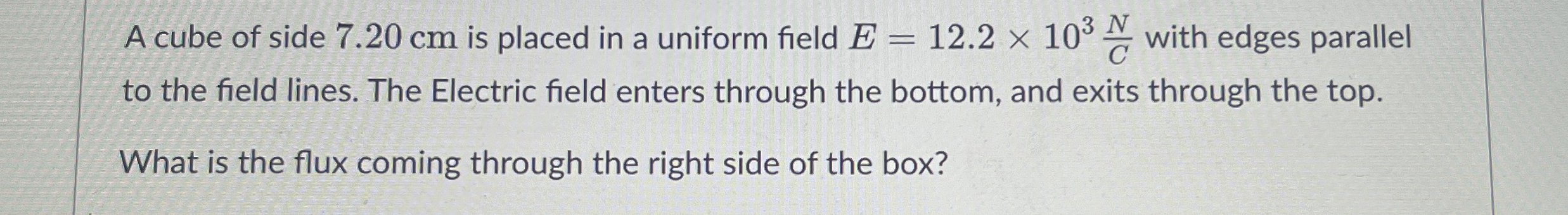 Solved A cube of side 7.20 ﻿cm is placed in a uniform field | Chegg.com