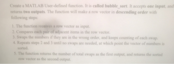 Solved Create a MATLAB User-defined function. It is called | Chegg.com