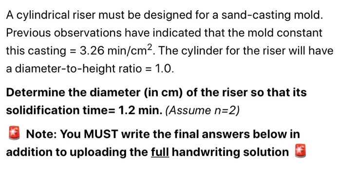 Solved A cylindrical riser must be designed for a | Chegg.com