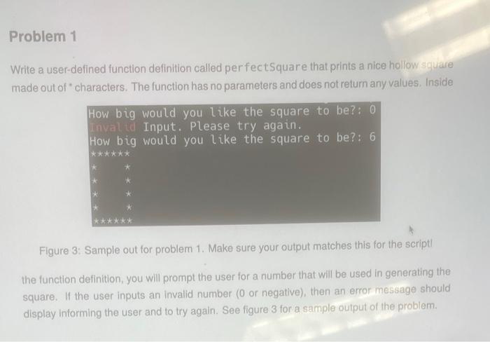 Solved Having trouble printing out the square based from the | Chegg.com