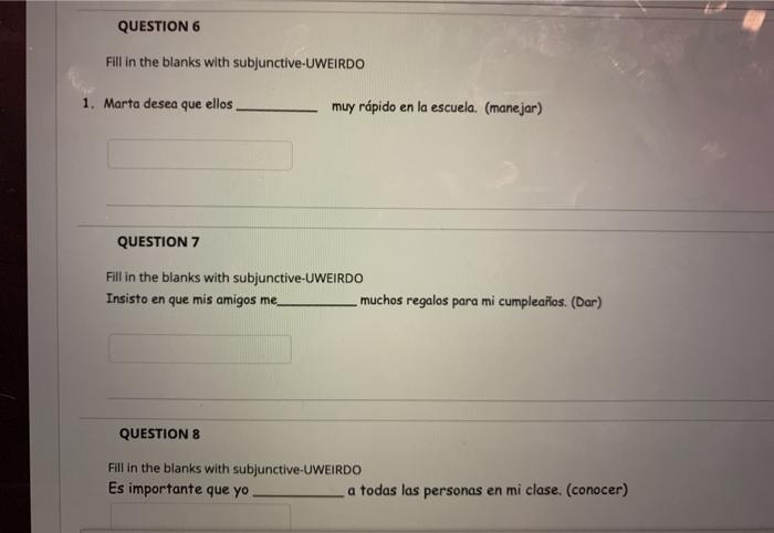 QUESTION 6 Fill in the blanks with | Chegg.com