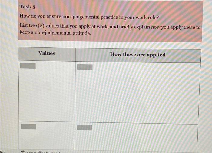 Solved Task 3 How do you ensure non-judgemental practice in | Chegg.com