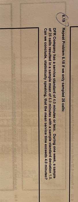 Solved 6.19 Repeat Problem 6.18 If we only sampled 26 calls: | Chegg.com