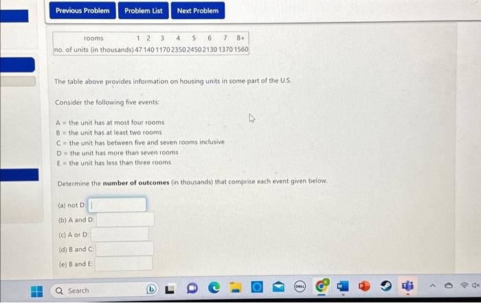 Solved The table above provides information on housing units | Chegg.com