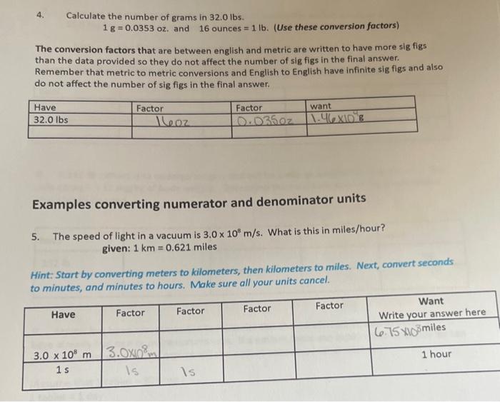 Solved 4. Calculate the number of grams in 32.0lbs. 1 | Chegg.com