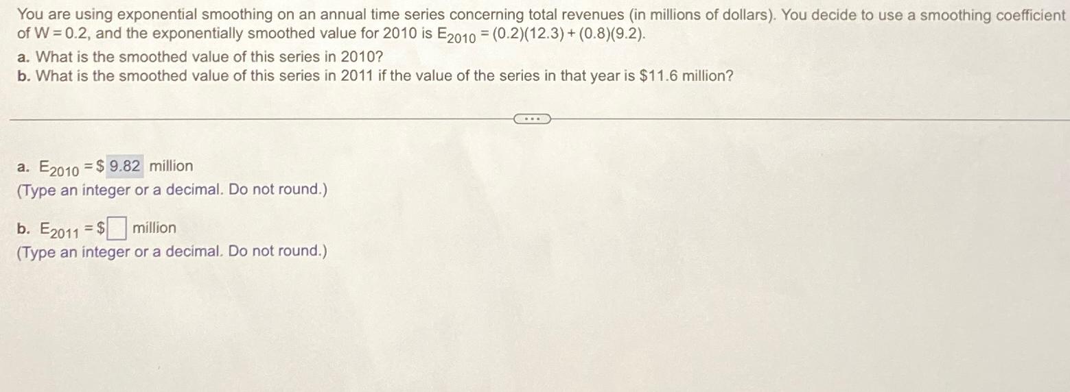 Solved You are using exponential smoothing on an annual time | Chegg.com