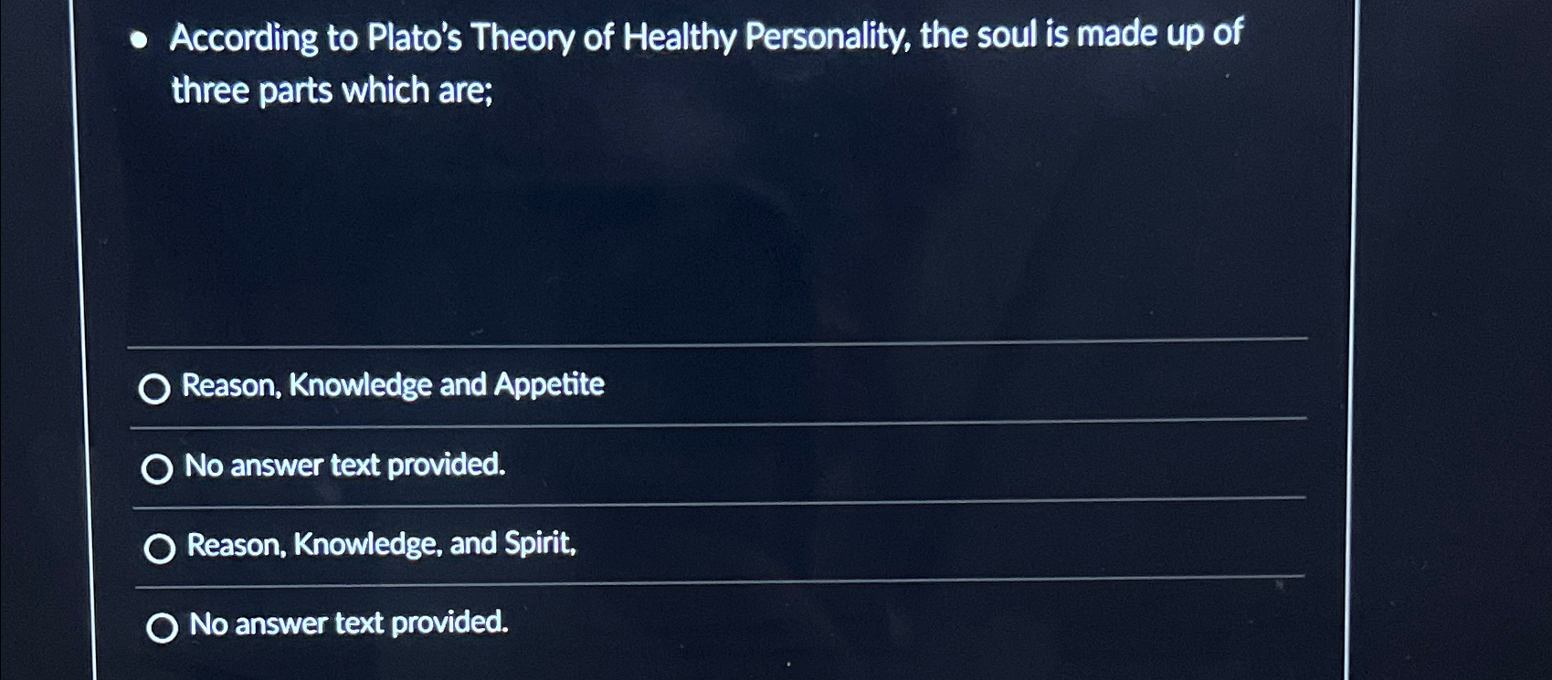 Solved According to Plato's Theory of Healthy Personality, | Chegg.com