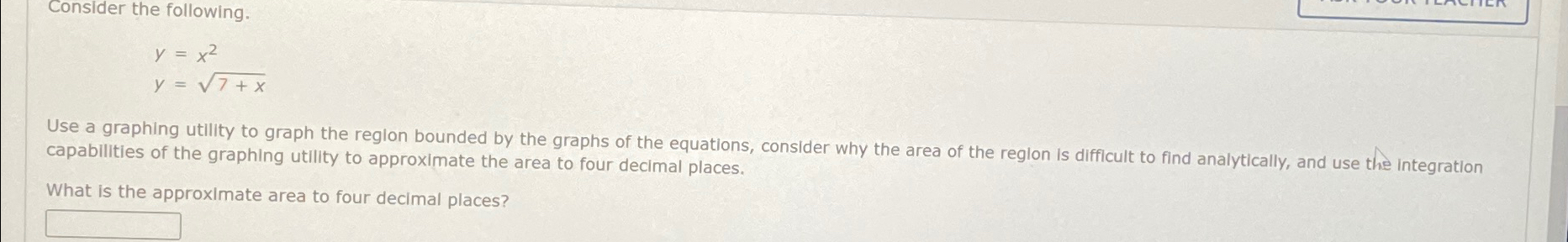 Solved Consider the following.y=x2y=7+x2Use a graphing | Chegg.com