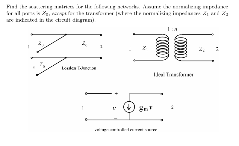 Solved Find the scattering matrices for the following | Chegg.com