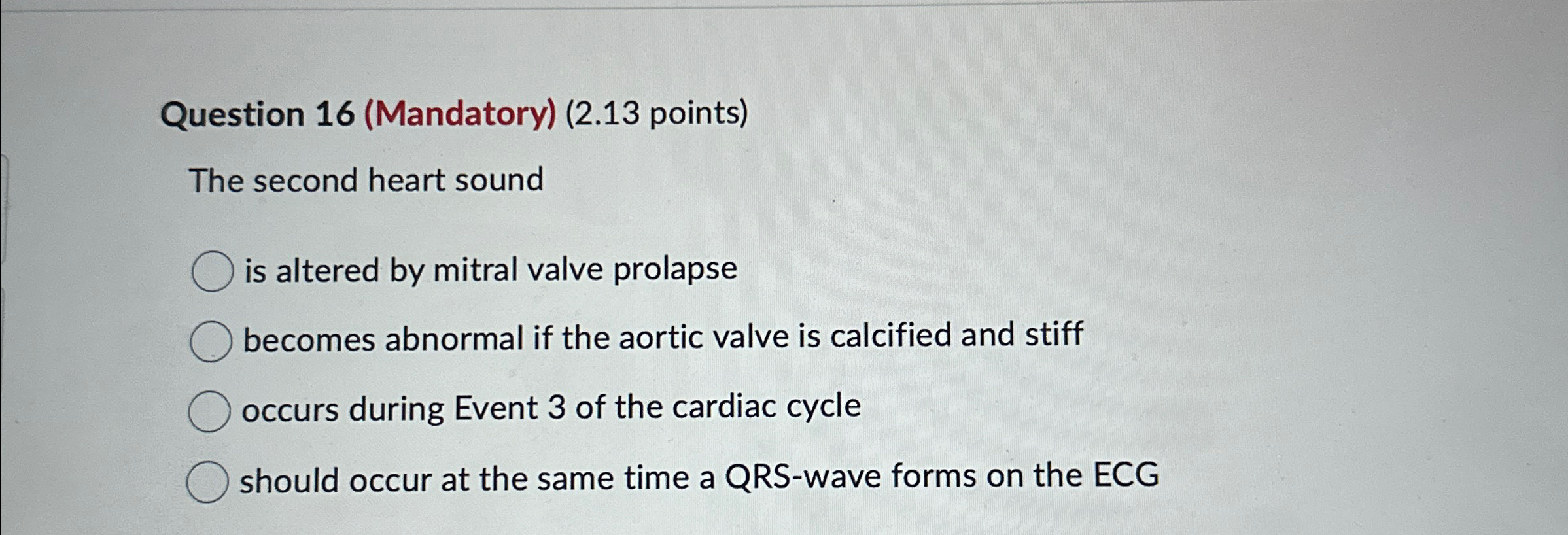 Solved Question 16 (Mandatory) (2.13 ﻿points)The second | Chegg.com