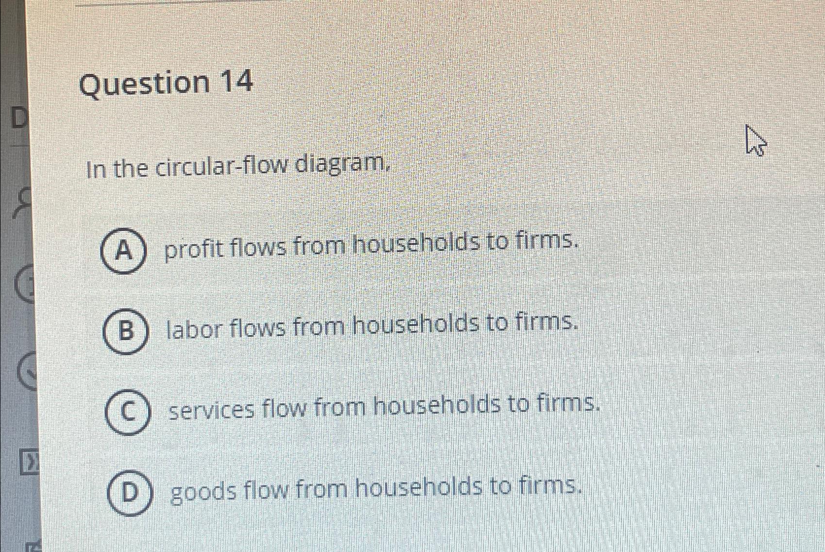 Solved Question 14In the circular-flow diagram,profit flows | Chegg.com