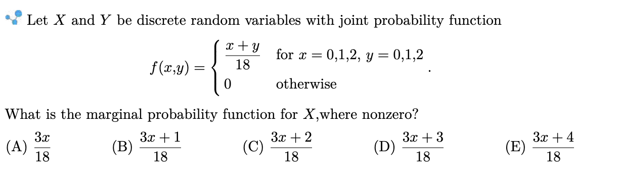 Solved Let x ﻿and Y ﻿be discrete random variables with joint | Chegg.com