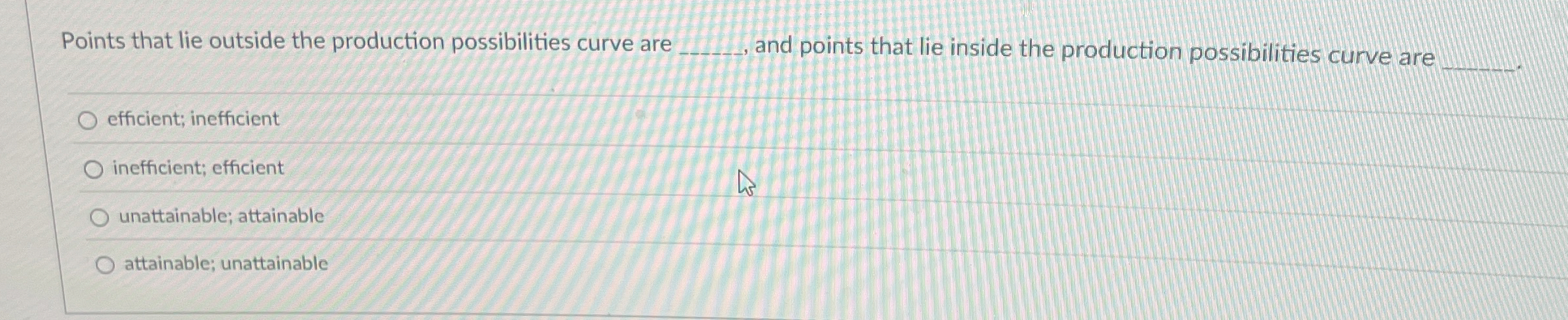 Solved Points that lie outside the production possibilities | Chegg.com