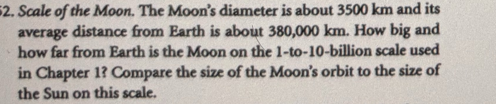 Solved Scale of the Moon. The Moon's diameter is about 3500 | Chegg.com