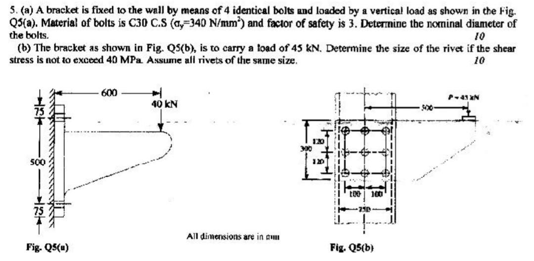 Solved A bracket is fixed to the wall by means of 4 | Chegg.com