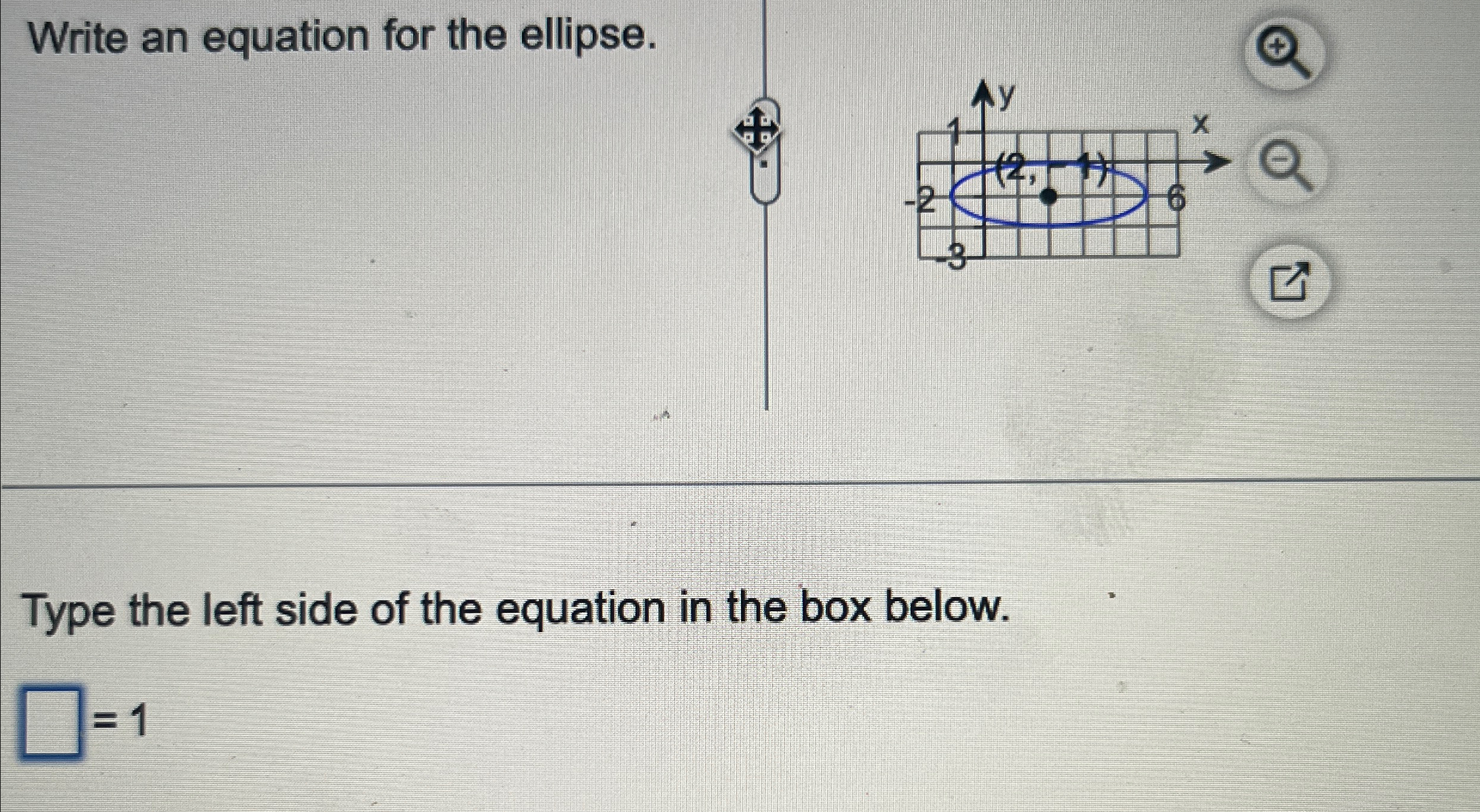 Solved Write an equation for the ellipse.Type the left side | Chegg.com