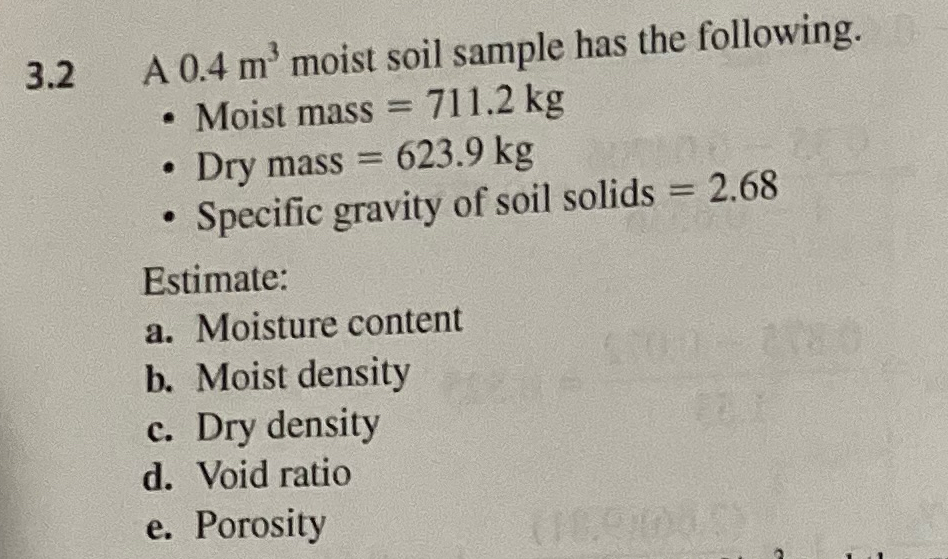 Solved 3.2 A 0.4m^(3) moist soil sample has the | Chegg.com