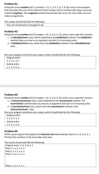 Solved Problem \#1: Giving the array numbers fint [ [ | Chegg.com