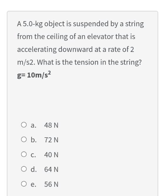 Solved A5 0 Kg Object Is Suspended By A String From The