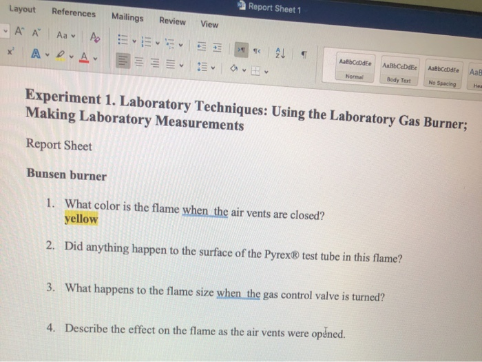 Solved Layout References Report Sheet 1 Mailings Review View | Chegg.com