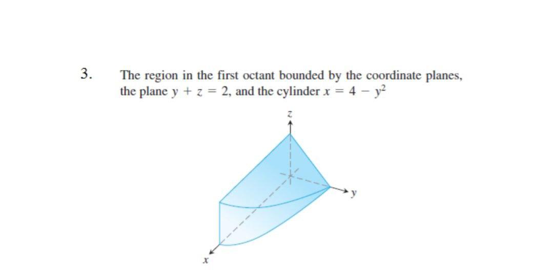 Solved 3. The region in the first octant bounded by the | Chegg.com