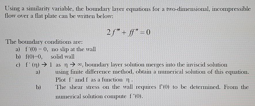 Using a similarity variable, the boundary layer | Chegg.com