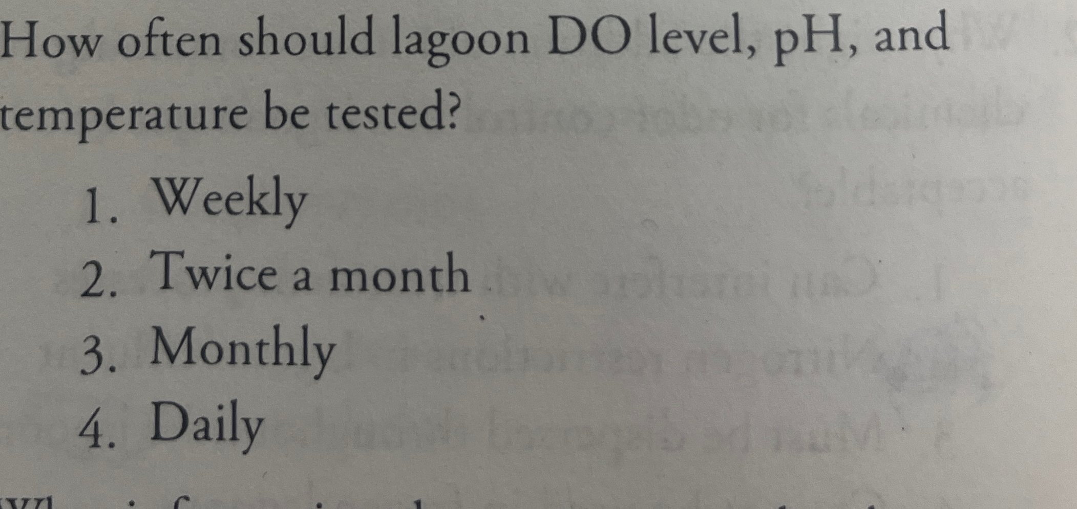Solved How often should lagoon DO ﻿level, pH, ﻿and | Chegg.com