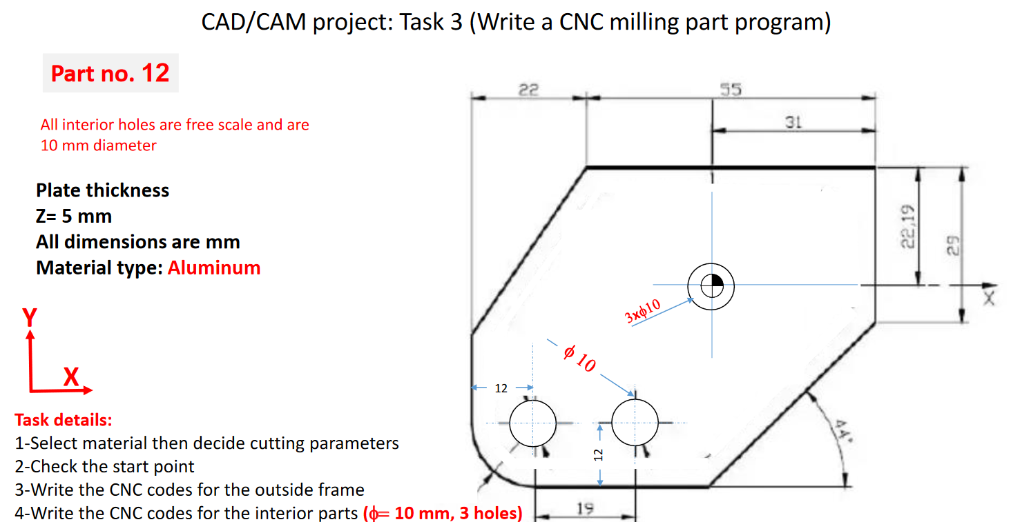 Solved CAD/CAM project: Task 3 (Write a CNC milling part | Chegg.com