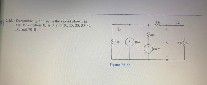 Solved 2.25. Determine i0 and v0 in the circuit shown in | Chegg.com