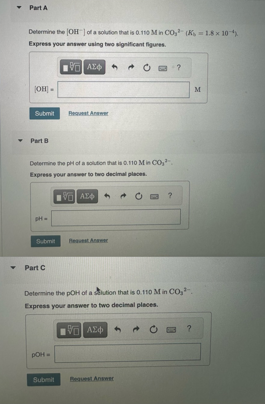 Solved Part Adetermine The Oh Of A Solution That Is 0 110m
