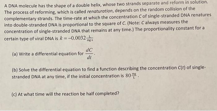 Solved A DNA molecule has the shape of a double helix, whose | Chegg.com