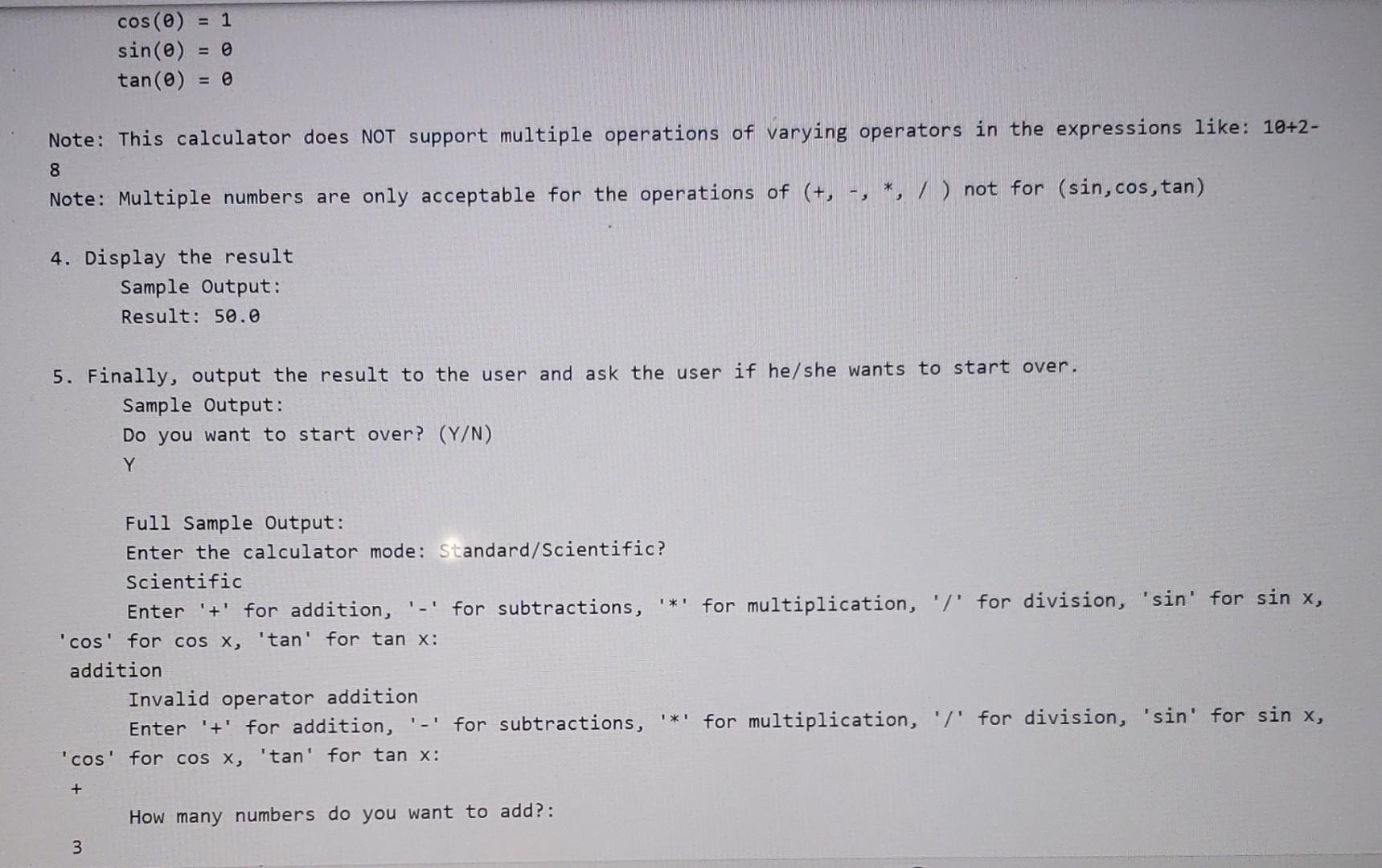 Project 1 Specifications and Examples SUBMISSION | Chegg.com