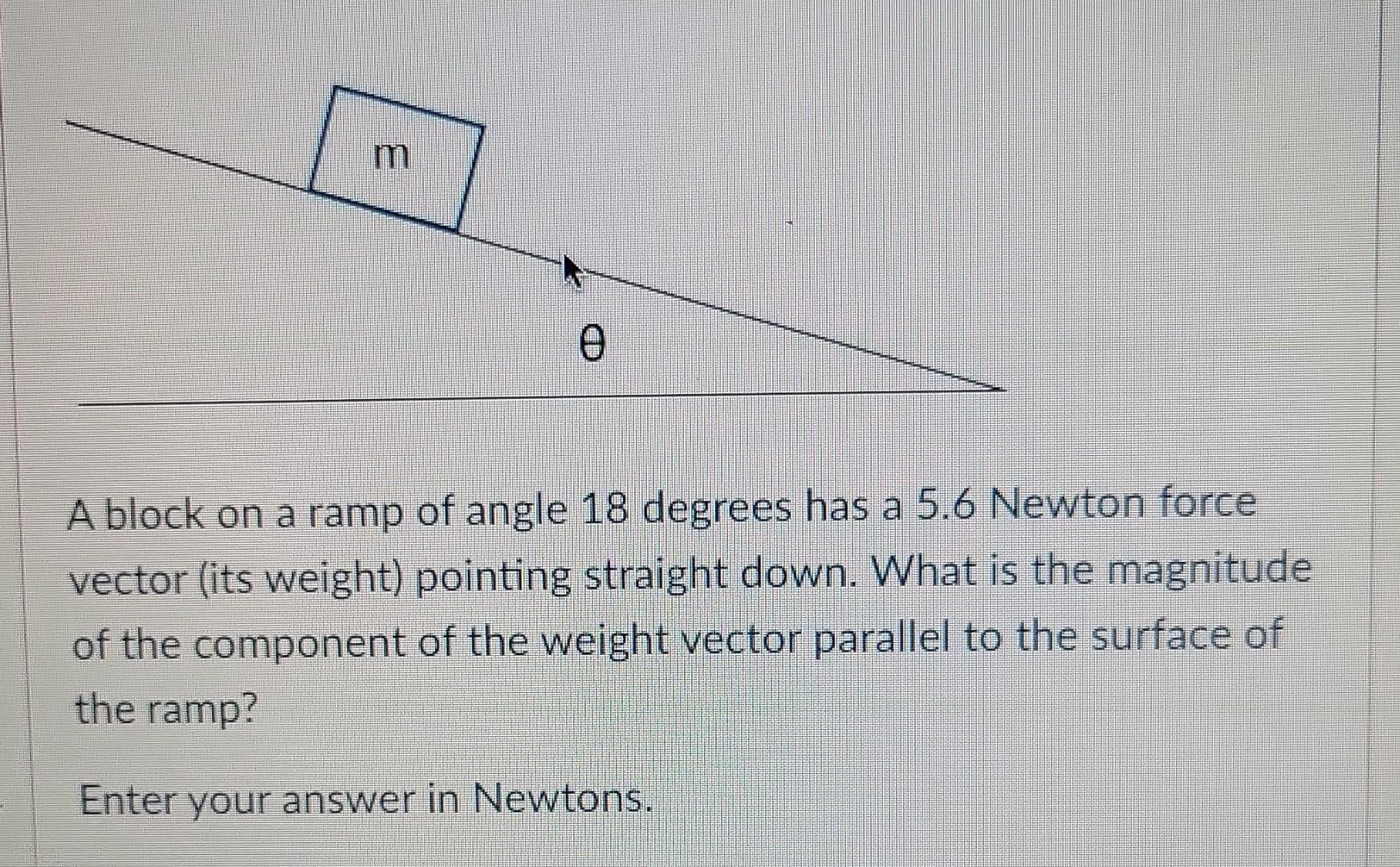 Solved A block on a ramp of angle 18 degrees has a 5.6 | Chegg.com