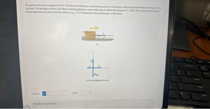 Solved On eartha block has a weicht of 91 N. This blockis | Chegg.com