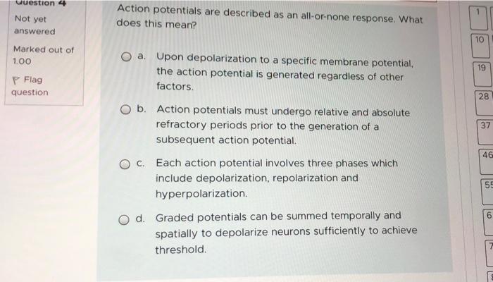 Solved Action potentials are described as an all-or-none | Chegg.com