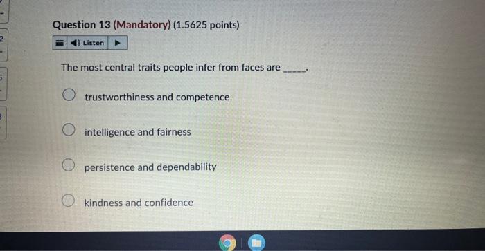 Solved The most central traits people infer from faces are | Chegg.com