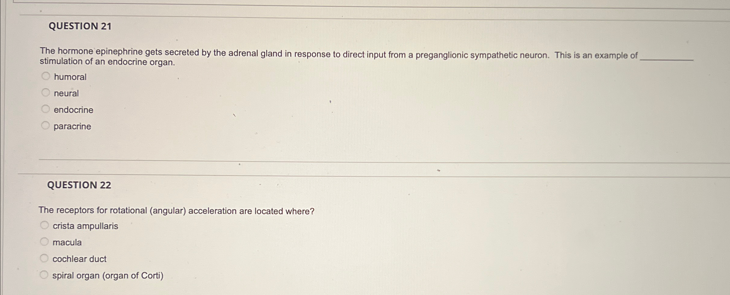 Solved QUESTION 21The hormone epinephrine gets secreted by | Chegg.com