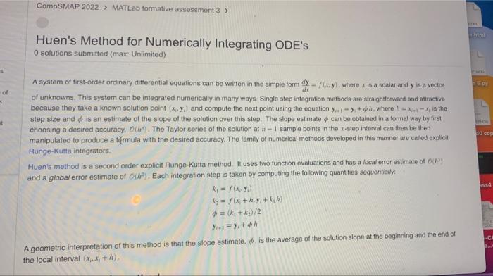 Solved CompSMAP 2022 > MATLab formative assessment 3 > HT | Chegg.com