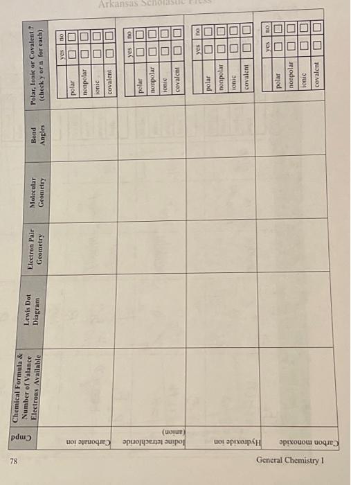 lab 13 pg 78- structure of covalent compoundsplease | Chegg.com