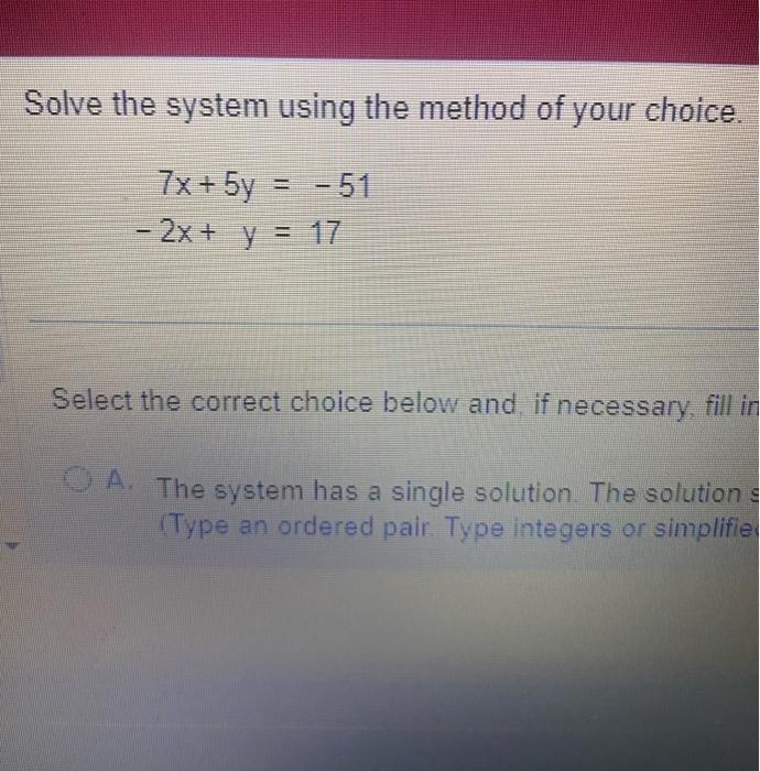 Solved Solve the system using the method of your choice. | Chegg.com