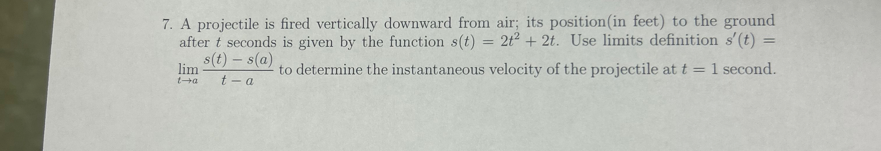 Solved A projectile is fired vertically downward from air; | Chegg.com